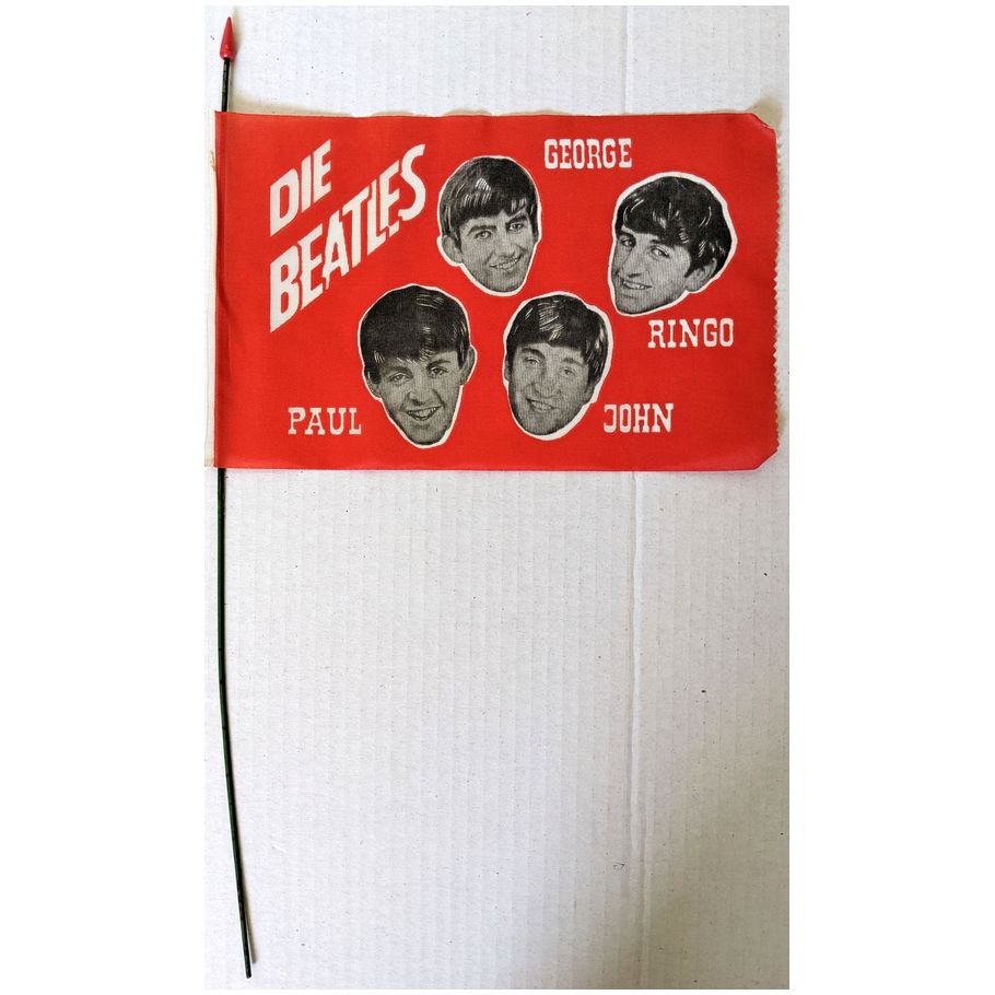 Beatles - Original 1960s German Die Beatles Carnival Prize Red Pennant ...