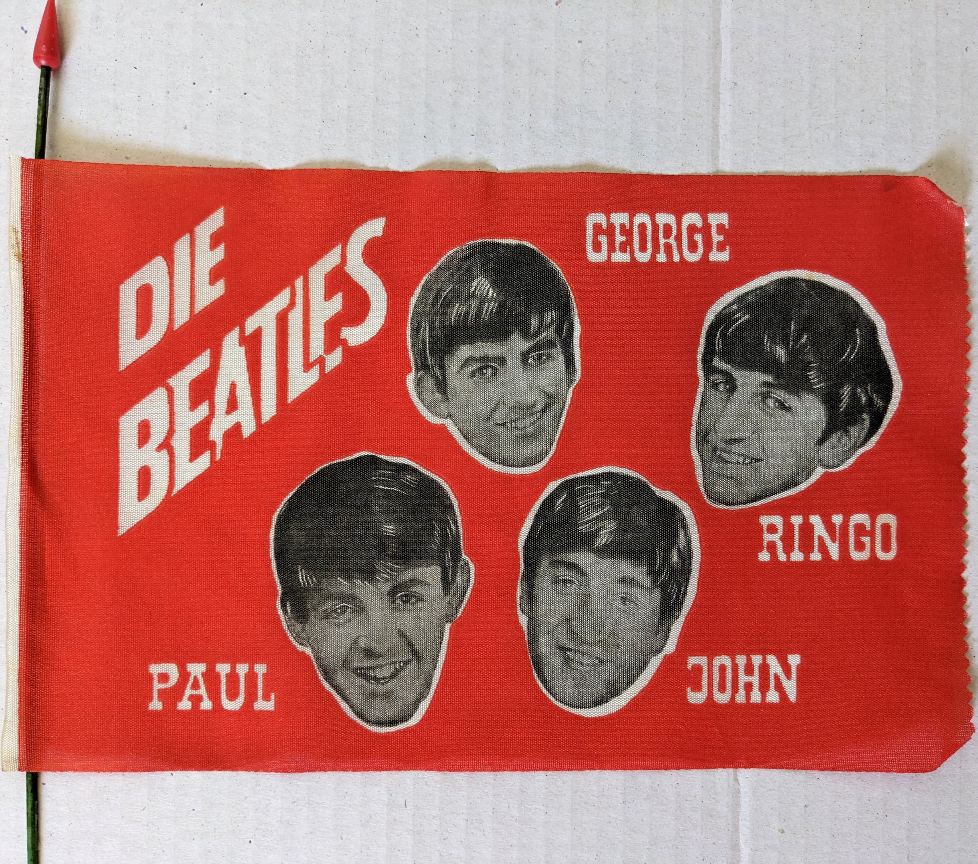 Beatles - Original 1960s German Die Beatles Carnival Prize Red Pennant ...